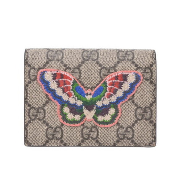 Gucci | Bags | Gucci Gg Supreme Wallet Butterfly Beige Leather Bifold ...